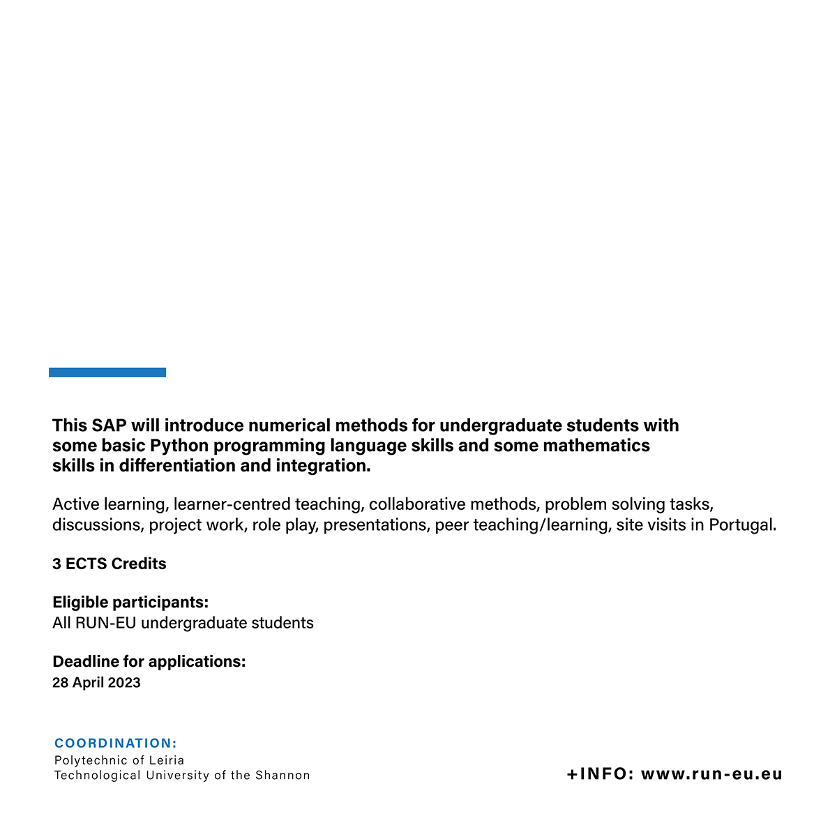 SAP ‘Numerical Methods in Python Programming’ | RUN-EU